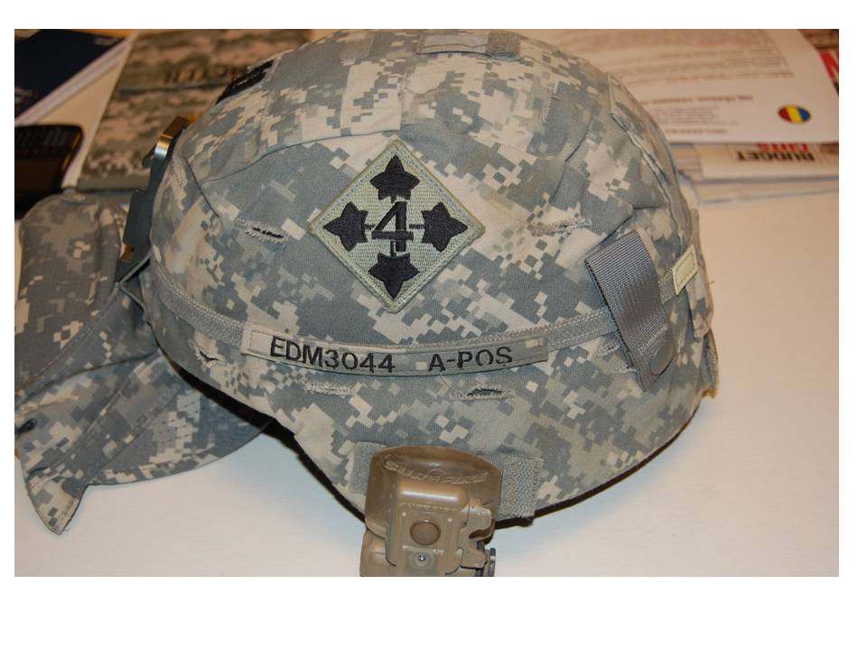 Unusual variation of OIF 4th ID patch on helmet cover - ARMY AND USAAF ...