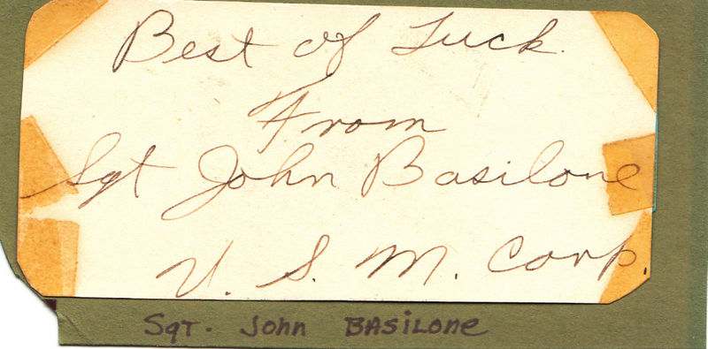 Basilone autograph - EPHEMERA, PHOTOGRAPHS & MILITARY ARTWORK - U.S ...