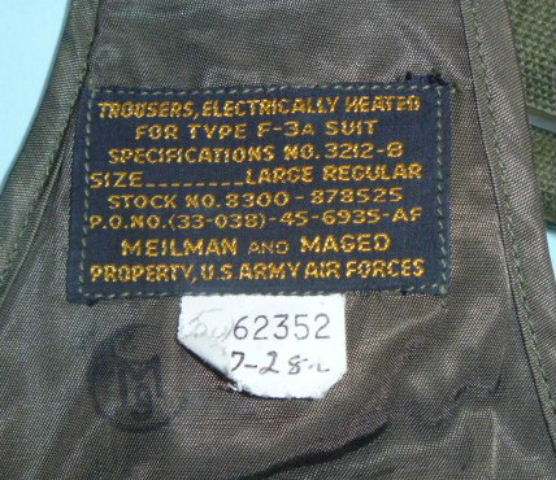 F3 heated suit and accessories - FLIGHT CLOTHING - U.S. Militaria Forum