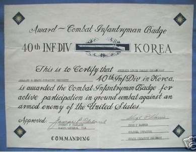 Show Us Your Combat Infantryman Badge Certificates - COMBAT / EXPERT ...