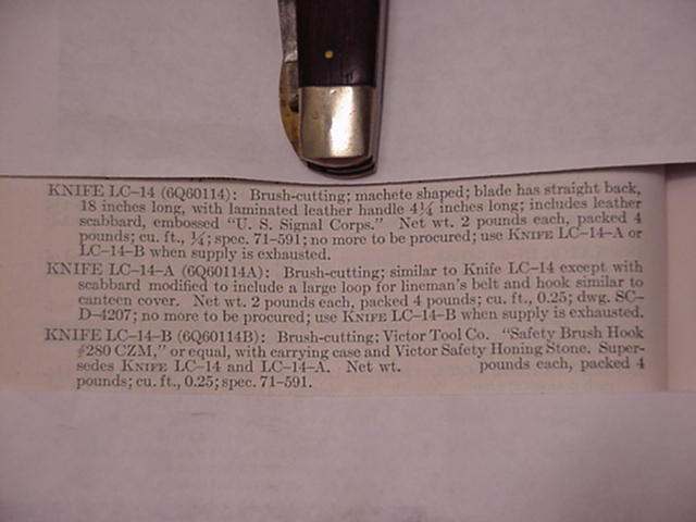 Signal Corps Knife LC-14 series - EDGED WEAPONS - U.S. Militaria Forum