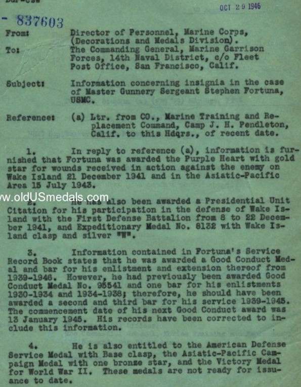 USMC Wake Island Group w/ paper - Page 2 - MEDALS & DECORATIONS - U.S ...