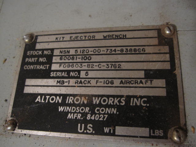 F106 or F4 Ejector wrench kit for MB-1 rack - Air Genie missile ...