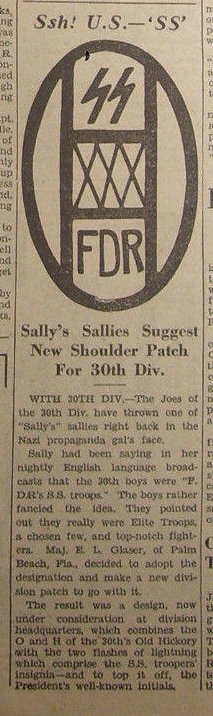 30th Infantry Division FDR / SS Patch - Stars and Stripes Article ...