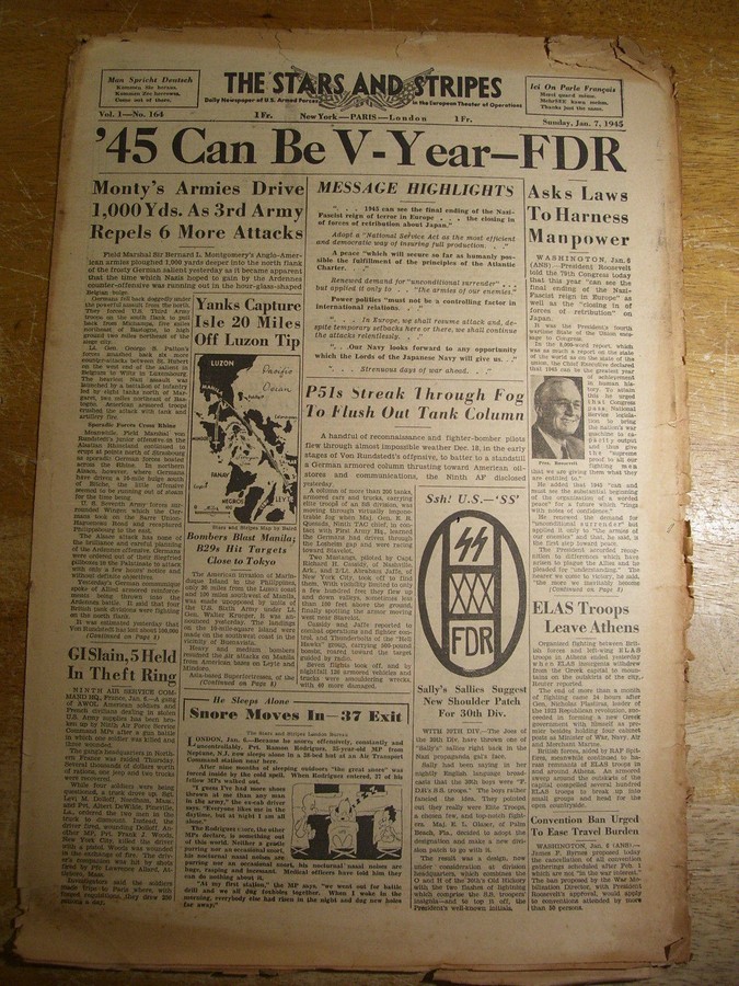 30th Infantry Division FDR / SS Patch - Stars and Stripes Article ...