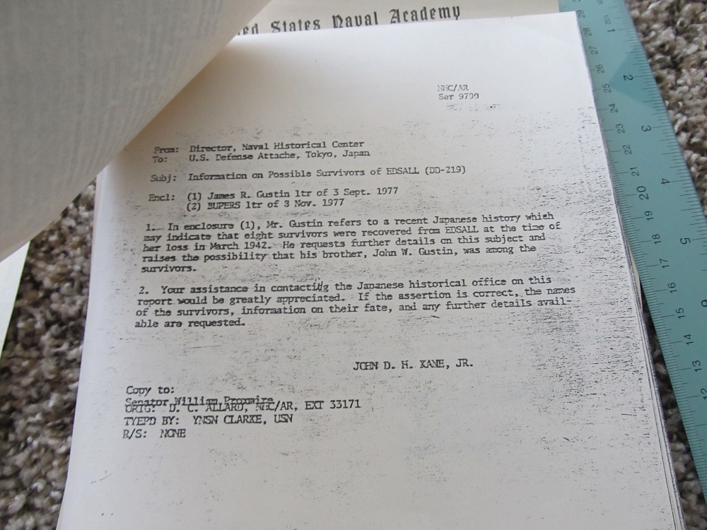 USS Edsall Paper Group - EPHEMERA, PHOTOGRAPHS & MILITARY ARTWORK - U.S ...