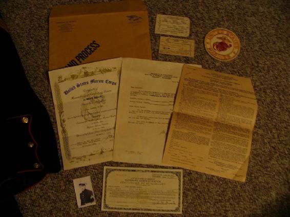 WWII USMC Uniform/Paperwork Grouping - GROUPINGS PAGE - U.S. Militaria ...