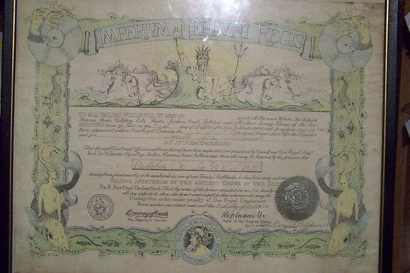 USS Concord Neptunus Rex Equator Crossing Certificate - EPHEMERA ...
