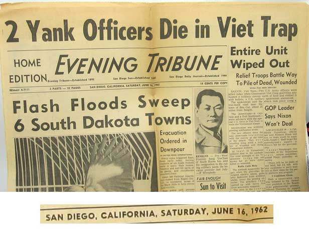 MAAG officers killed newspaper headline story - EPHEMERA, PHOTOGRAPHS ...