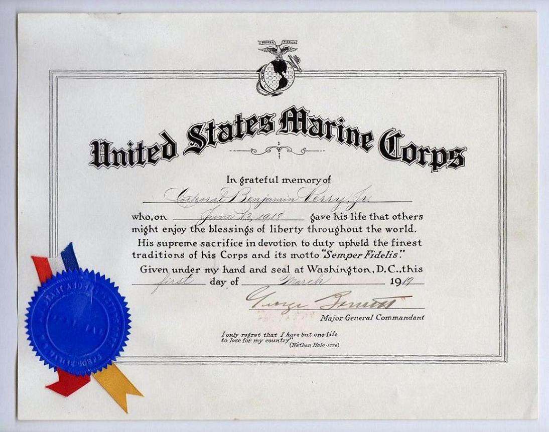 USMC 6th Machine Gun - KIA at Belleau Wood - Silver Star - GROUPINGS ...