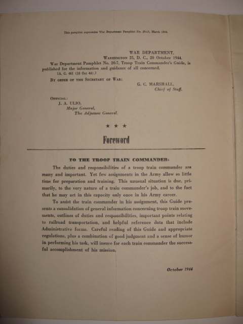 Troop Train Pamphlet 20-7 - EPHEMERA, PHOTOGRAPHS & MILITARY ARTWORK ...