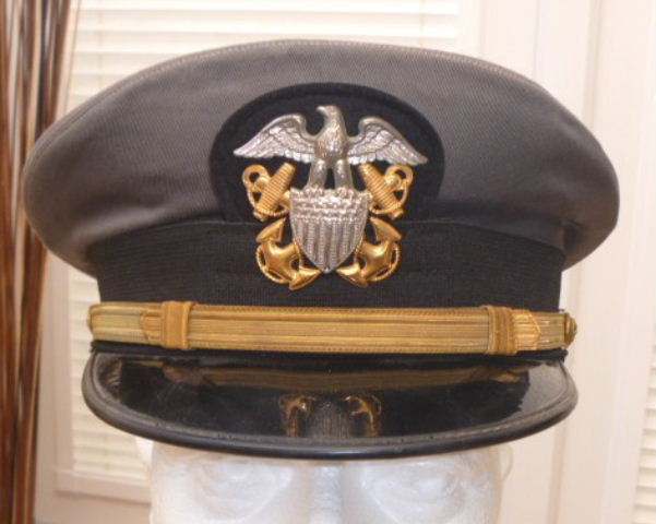 WW2 USN officers' "slate grey" visor hat. - NAVAL & SEA SERVICE ...
