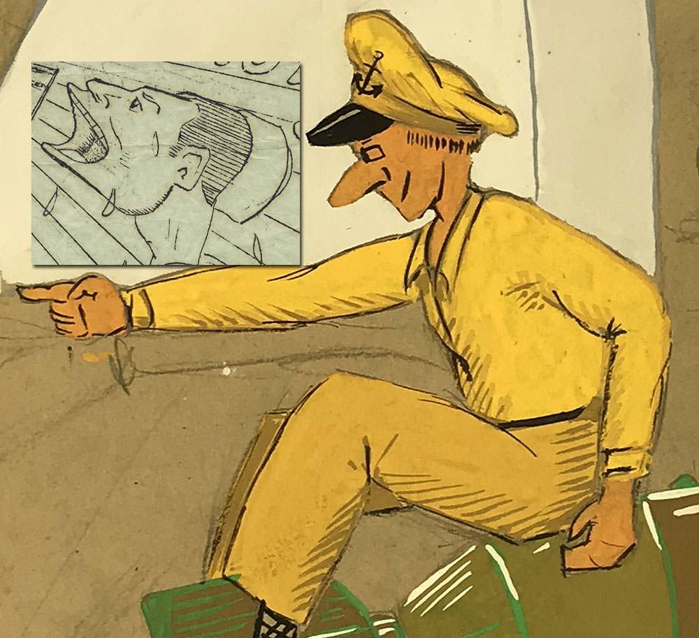 WWII cartoon painting USS BENNINGTON aviation ordnanceman - EPHEMERA ...