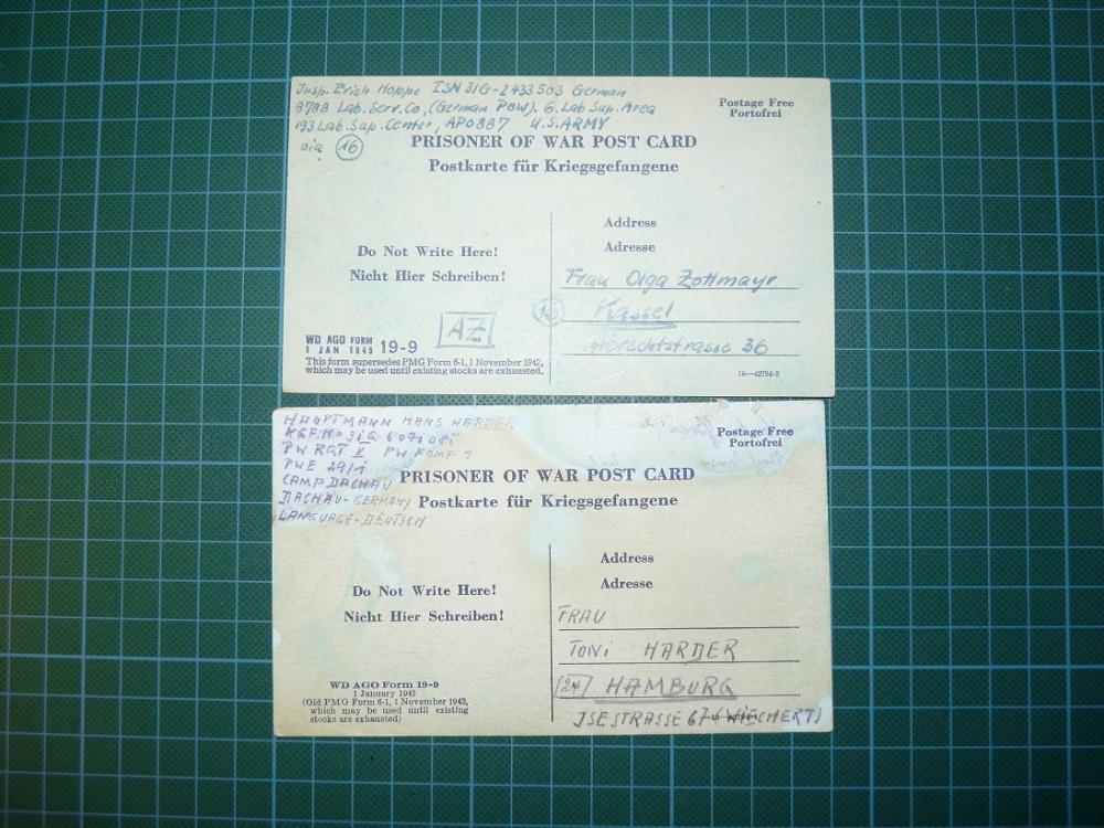 POW Post Cards from Paris & Dachau - PRISONERS OF WAR / P.O.W.'S - U.S ...