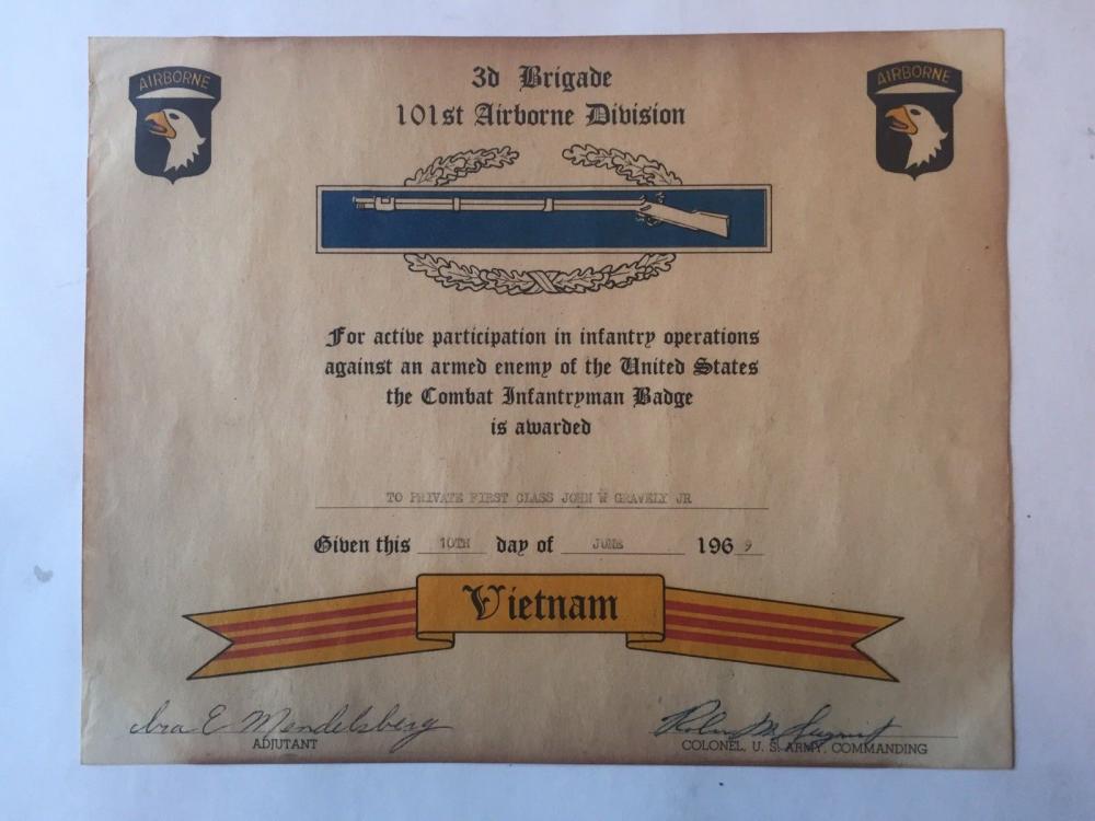Show Us Your Combat Infantryman Badge Certificates - COMBAT / EXPERT ...