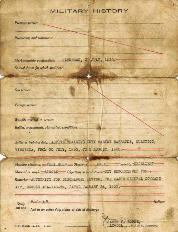 USMC Honorable Discharge 1933... - EPHEMERA, PHOTOGRAPHS & MILITARY ...