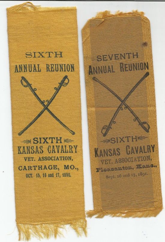 Kansas Civil War Veteran reunion Ribbons - VETERANS' ORGANIZATIONS - U ...