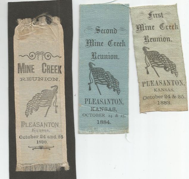 Battle of Mine Creek Kansas reunion ribbons - VETERANS' ORGANIZATIONS ...