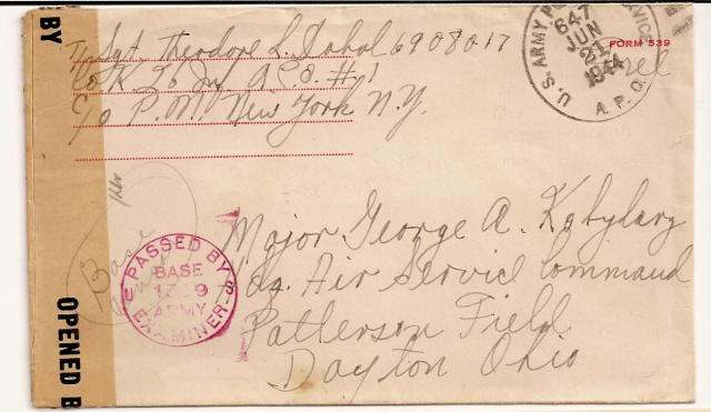 WWII Letters from TED DOBOL , 1st DIVISION LEGEND - EPHEMERA ...