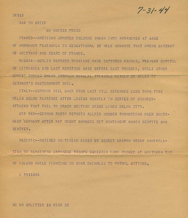 Original WWII teletype news stories - EPHEMERA, PHOTOGRAPHS & MILITARY ...