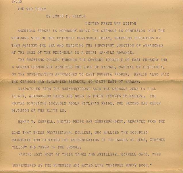 Original WWII teletype news stories - EPHEMERA, PHOTOGRAPHS & MILITARY ...