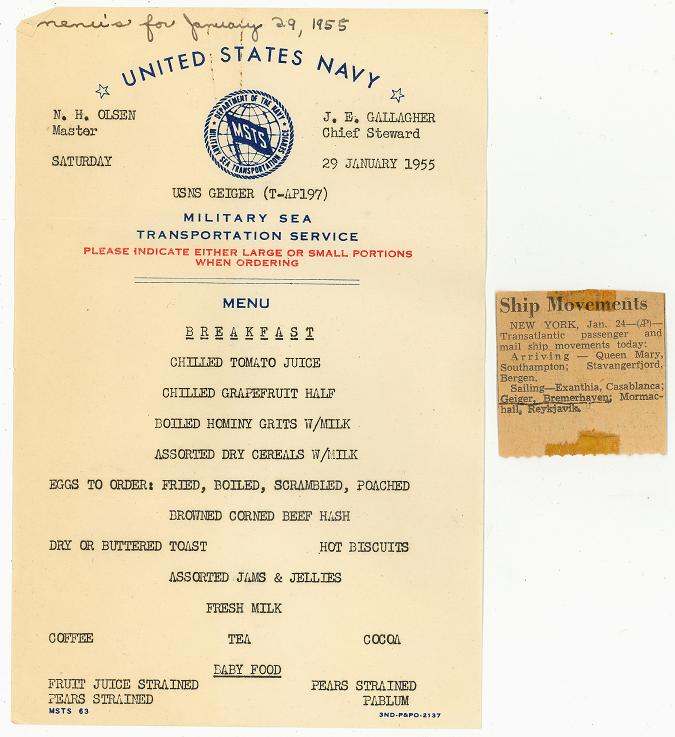 USNS Geiger T-AP 197, Navy transport - EPHEMERA, PHOTOGRAPHS & MILITARY ...