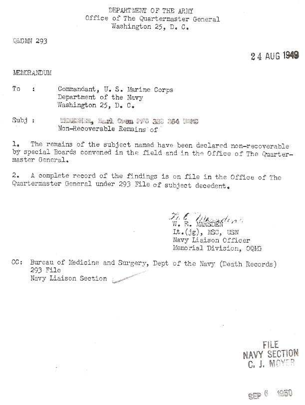 Posthumous USMC Purple heart to Earl O. Thresher - MEDALS & DECORATIONS ...