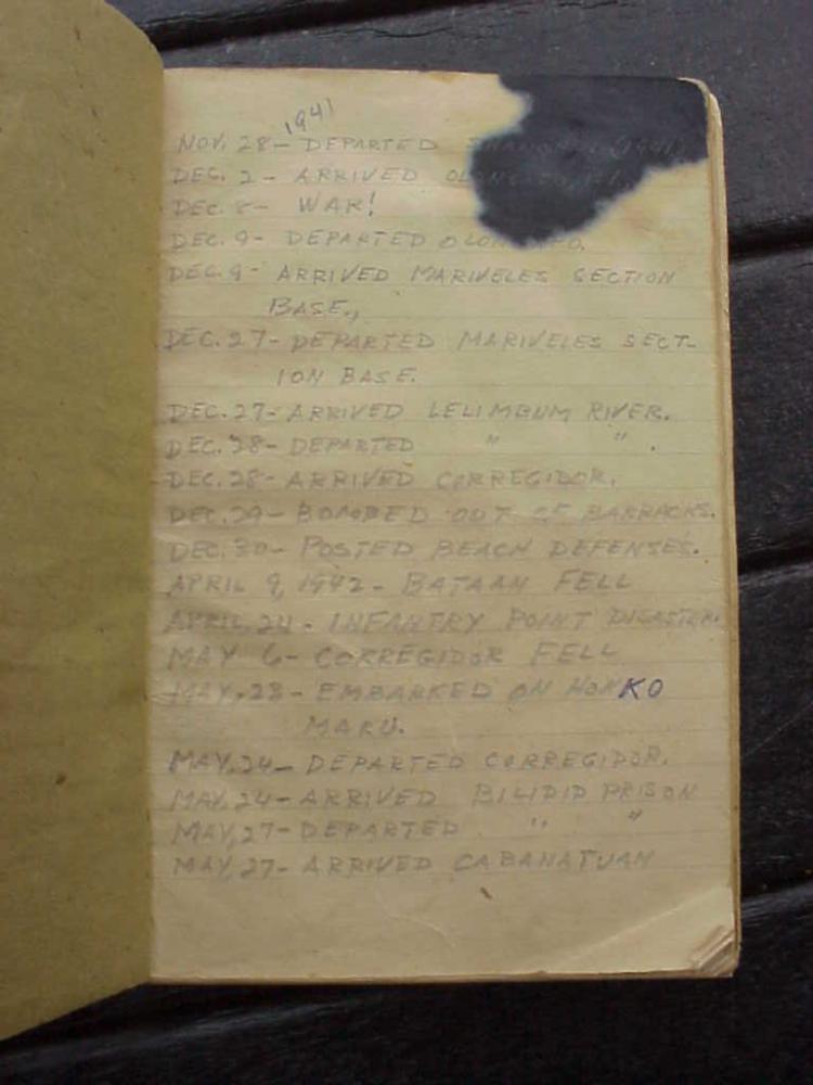 WWII USMC POW DIARY Sgt. 4th MARINES - CORREGIDOR - JAPAN - PRISONERS ...