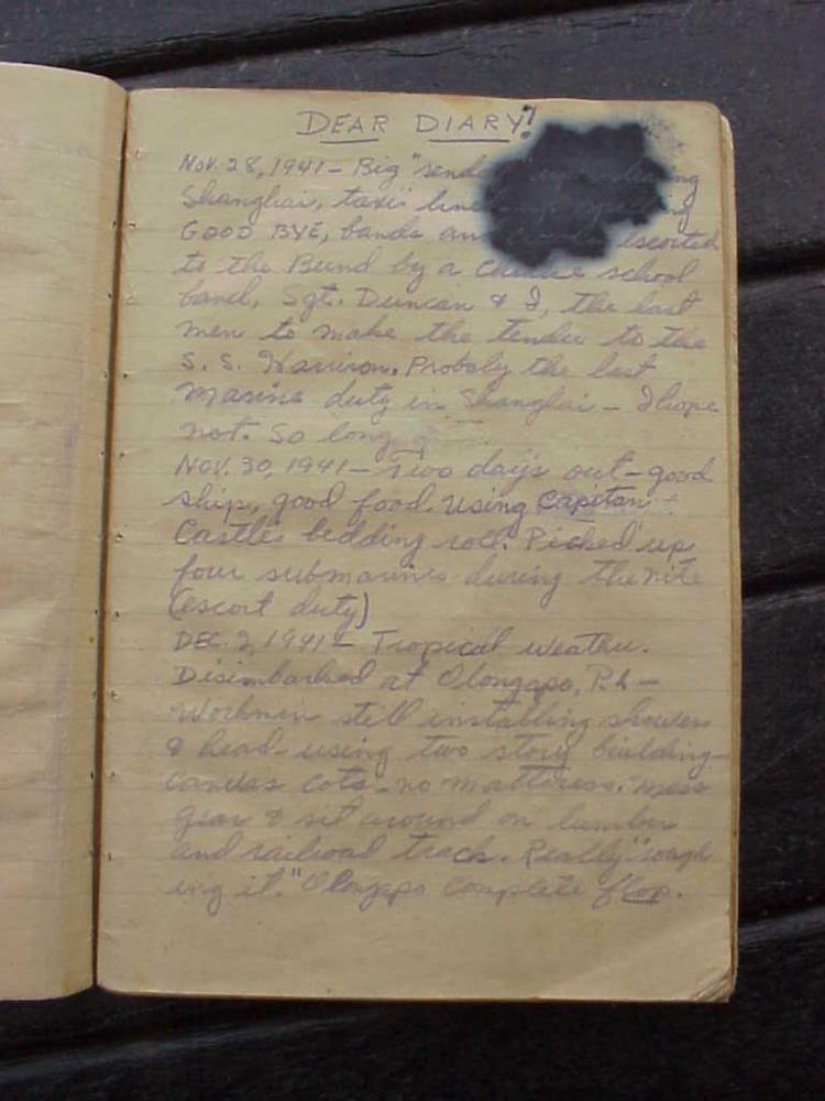 WWII USMC POW DIARY Sgt. 4th MARINES - CORREGIDOR - JAPAN - PRISONERS ...