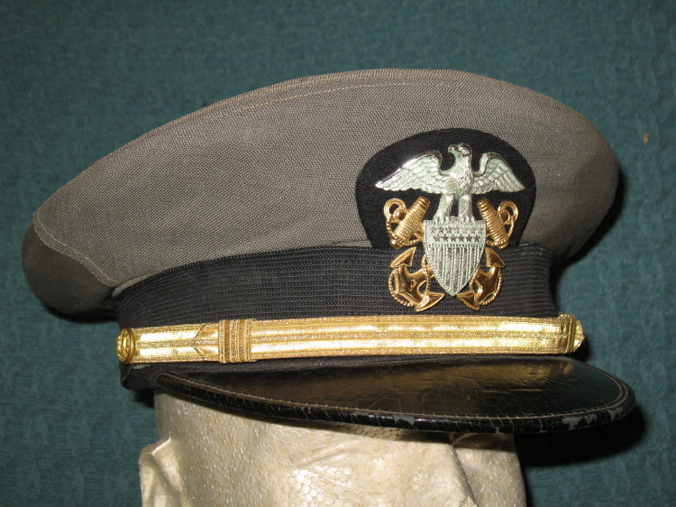 WW2 USN officers' "slate grey" visor hat. - NAVAL & SEA SERVICE ...