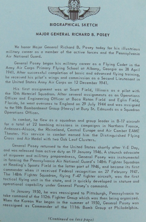 Father Of The Pa. Air Nat. Guard Major General R.B. Posey Almost Lost ...