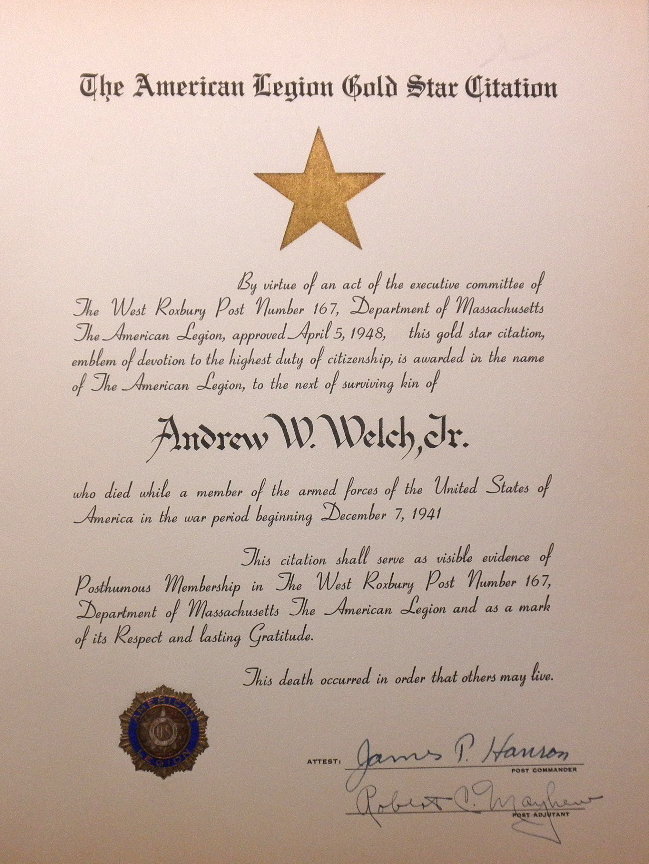 USS Snook, SS-279, Lt(JG) Andrew W. Welch, Jr. KIA Group - MEDALS ...