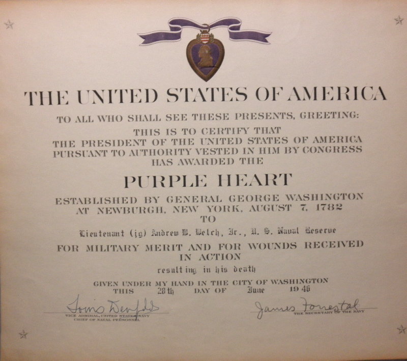 USS Snook, SS-279, Lt(JG) Andrew W. Welch, Jr. KIA Group - MEDALS ...