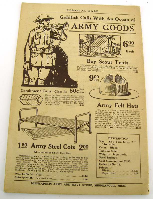 1923 surplus catalog Minneapolis Army Navy Store - EPHEMERA ...
