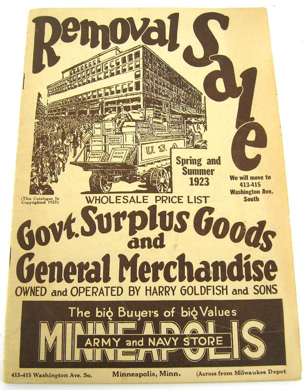 1923 surplus catalog Minneapolis Army Navy Store - EPHEMERA ...