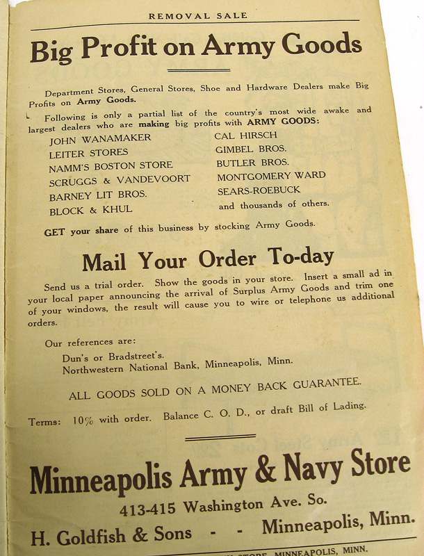 1923 surplus catalog Minneapolis Army Navy Store - EPHEMERA ...