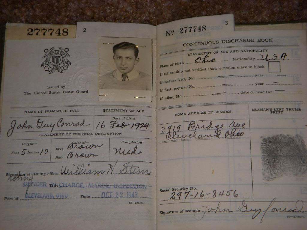 WWII USCG Continuous Discharge Book - EPHEMERA, PHOTOGRAPHS & MILITARY ...