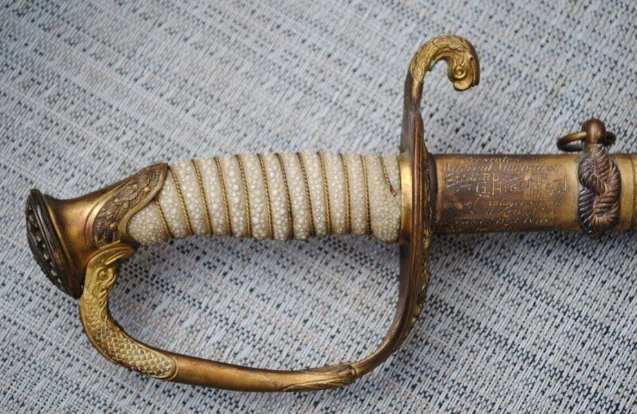 1909 Presentation Sword to Warrant Machinist Edward G. Higgins USN ...