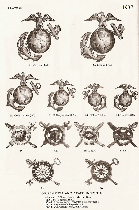 USMC department devices, Gunner Bombs, WO bars and band lyres - MARINES ...