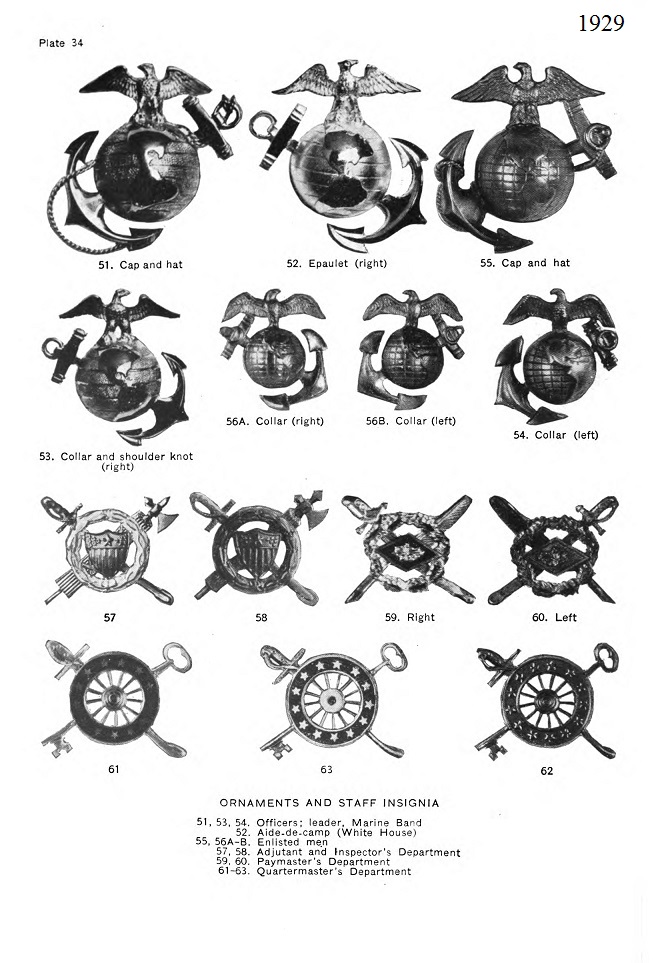 USMC department devices, Gunner Bombs, WO bars and band lyres - MARINES ...