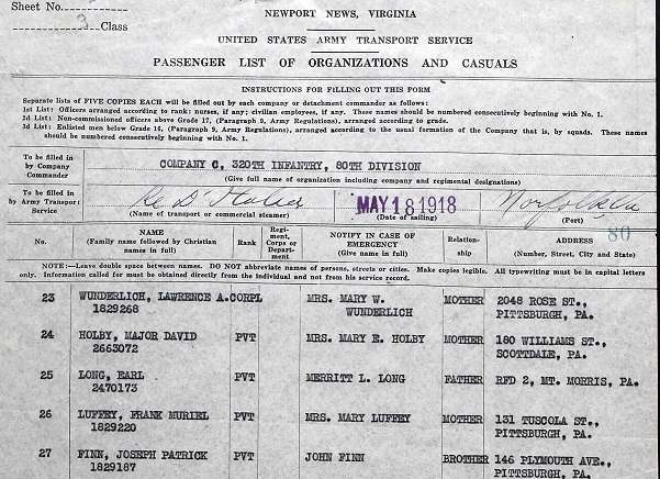 Joseph Patrick Finn, killed in action September 29, 1918 - EPHEMERA ...