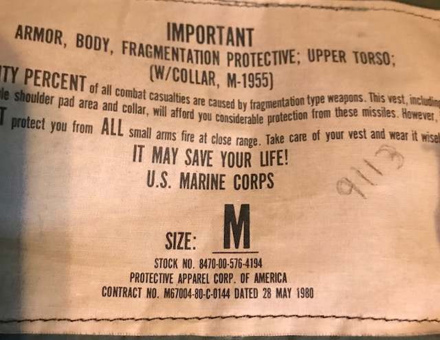 Post Vietnam M-1955 Body Armor - BODY ARMOR - U.S. Militaria Forum