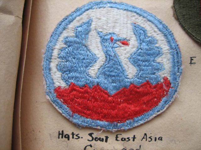 HQ, Southeast Asia Command and Patch Collection Scrapbook - ARMY AND ...