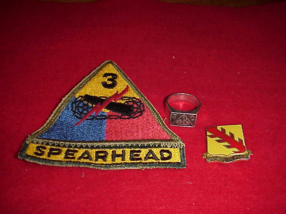 WW2 32nd Armored Regiment 3rd Armored Division Ring and DI Grouping ...