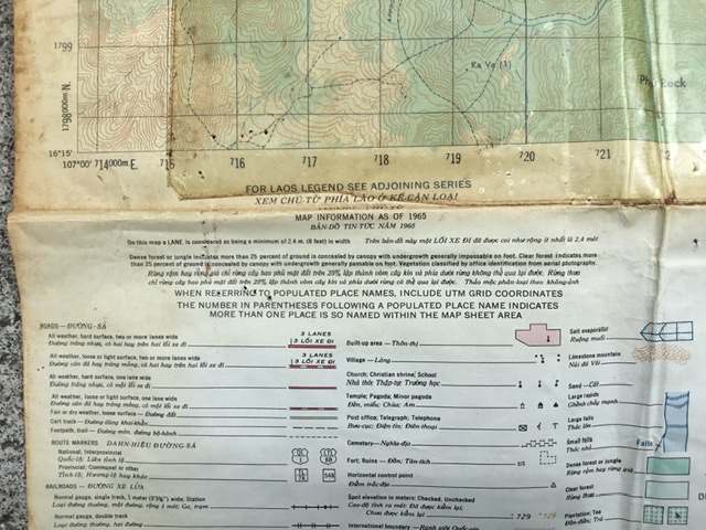 Vietnam War platoon or patrol leader map A Shau Valley A Luoi ...