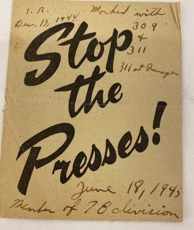 78th Division History with vet's handwritten notes - EPHEMERA ...
