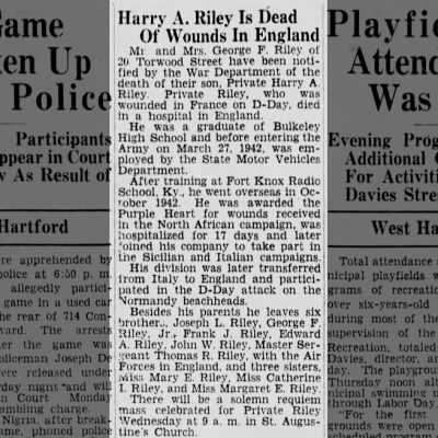 Private Harry A. Riley, 62nd Armored Field Artillery - TAPS - U.S ...