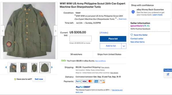 26th Cavalry, Philippine Scouts, Uniform on eBay - UNIFORMS - U.S ...