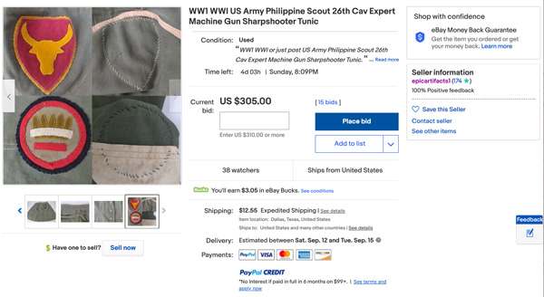 26th Cavalry, Philippine Scouts, Uniform on eBay - UNIFORMS - U.S ...