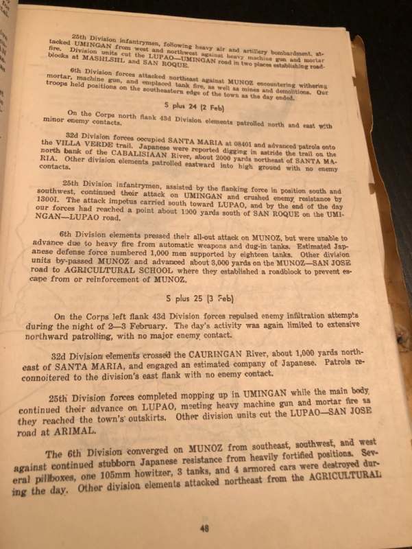 RESTRICTED I Corps “History of Luzon Campaign” dated 1945 - EPHEMERA ...